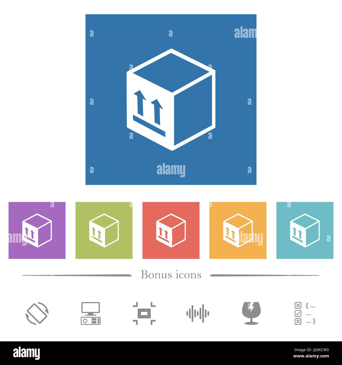 Single package flat white icons in square backgrounds. 6 bonus icons ...