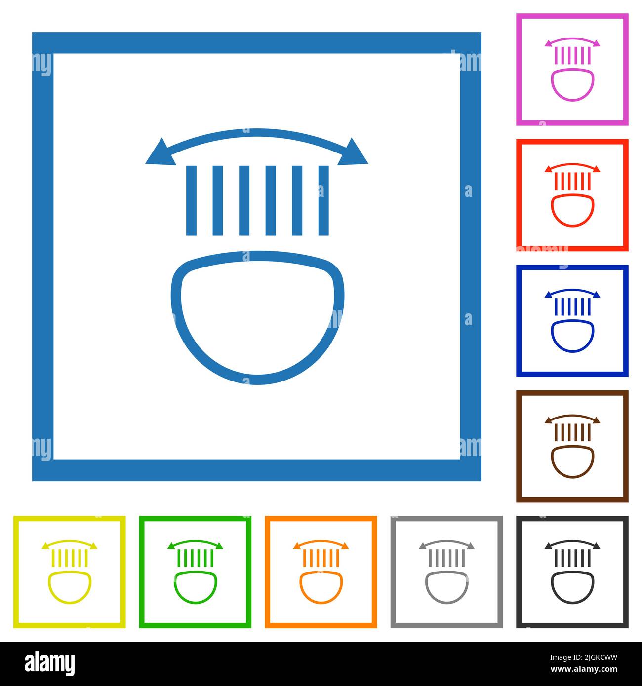 Car headlight control flat color icons in square frames on white ...