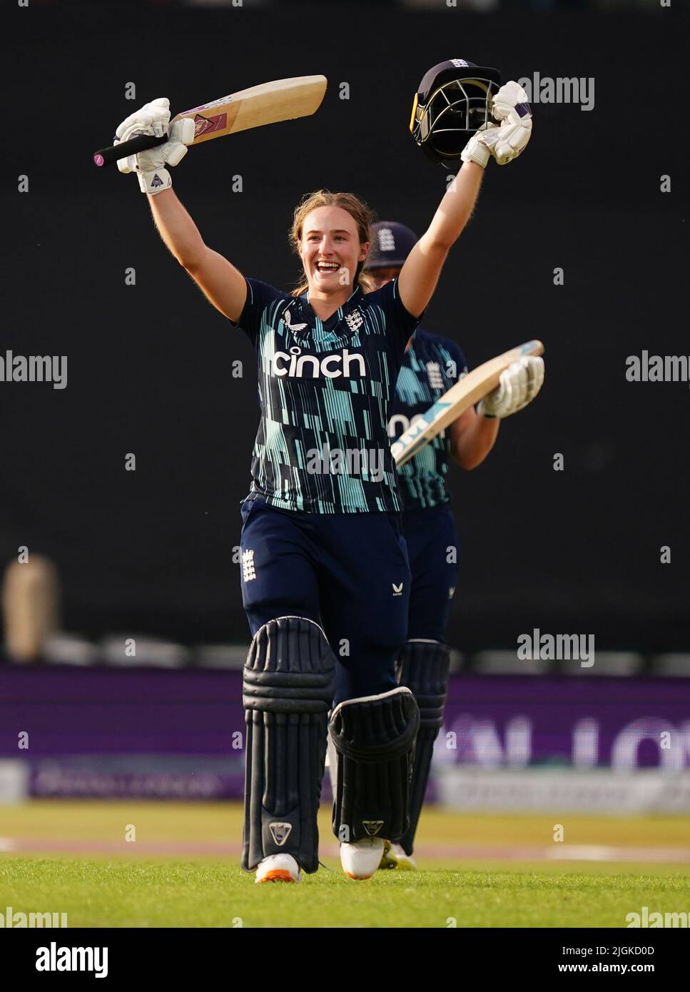England's Emma Lamb celebrates her century during the first one day ...