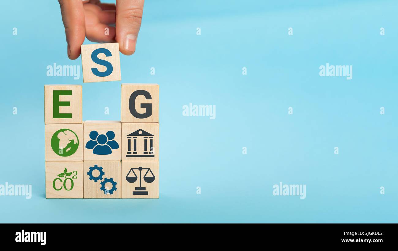 ESG concept of environmental, social and governance. Words ESG on a ...