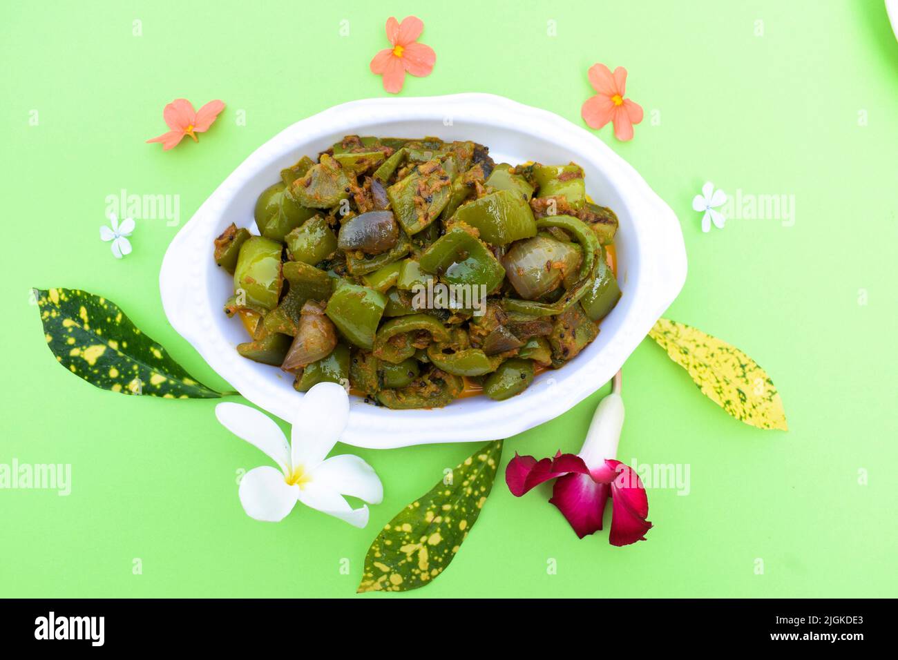 Delicious Capsicum or green bellpepper curry. Stir fried with onions ...