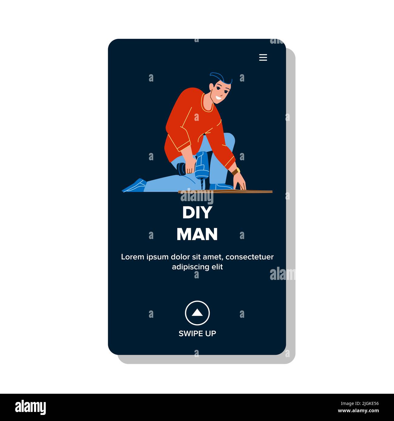 Diy Man Doing Renovation Work With Tool Vector Stock Vector Image & Art ...