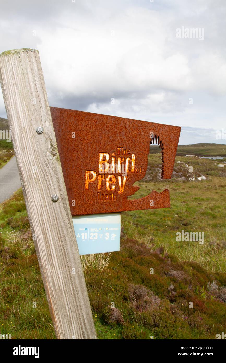 Sign marking the start of the Bird of Prey Trail at Loch Druidibeg ...