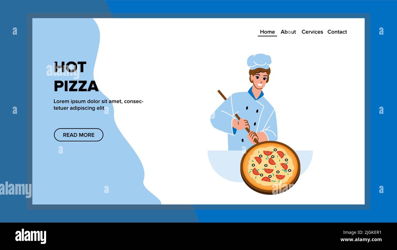 Hot Pizza Preparing Pizzeria Cafe Worker Vector Stock Vector Image ...