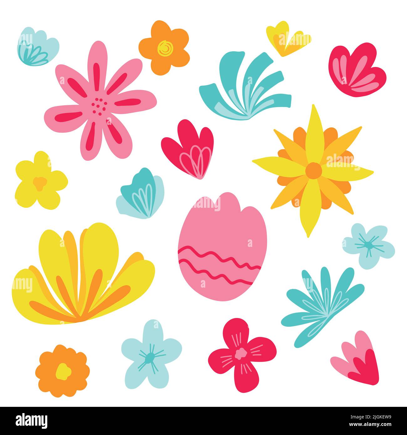 Set of simple Vector Flowers. Vector flat floral illustration Stock ...