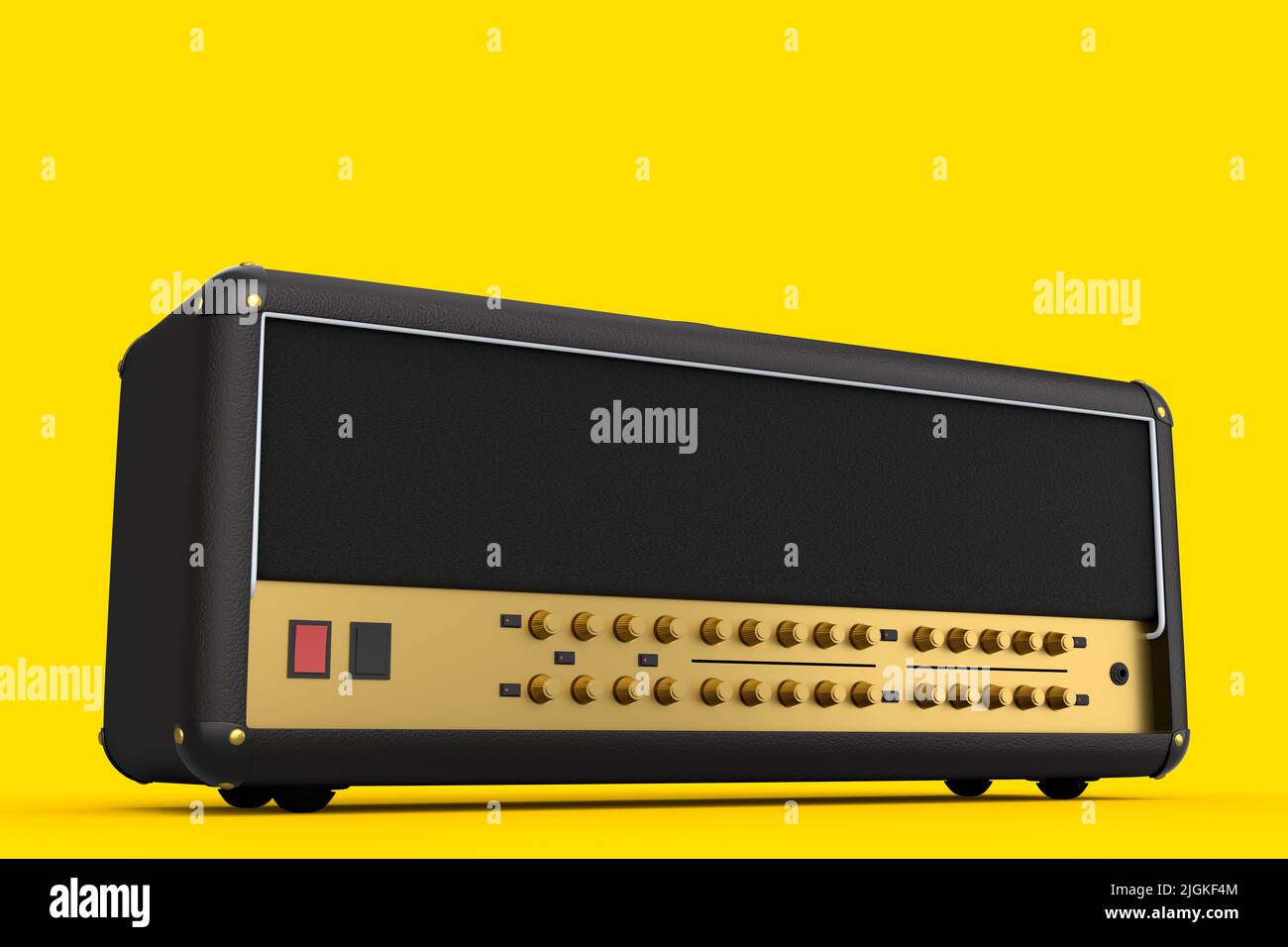 Classical electric and acoustic guitar amplifier isolated on yellow ...
