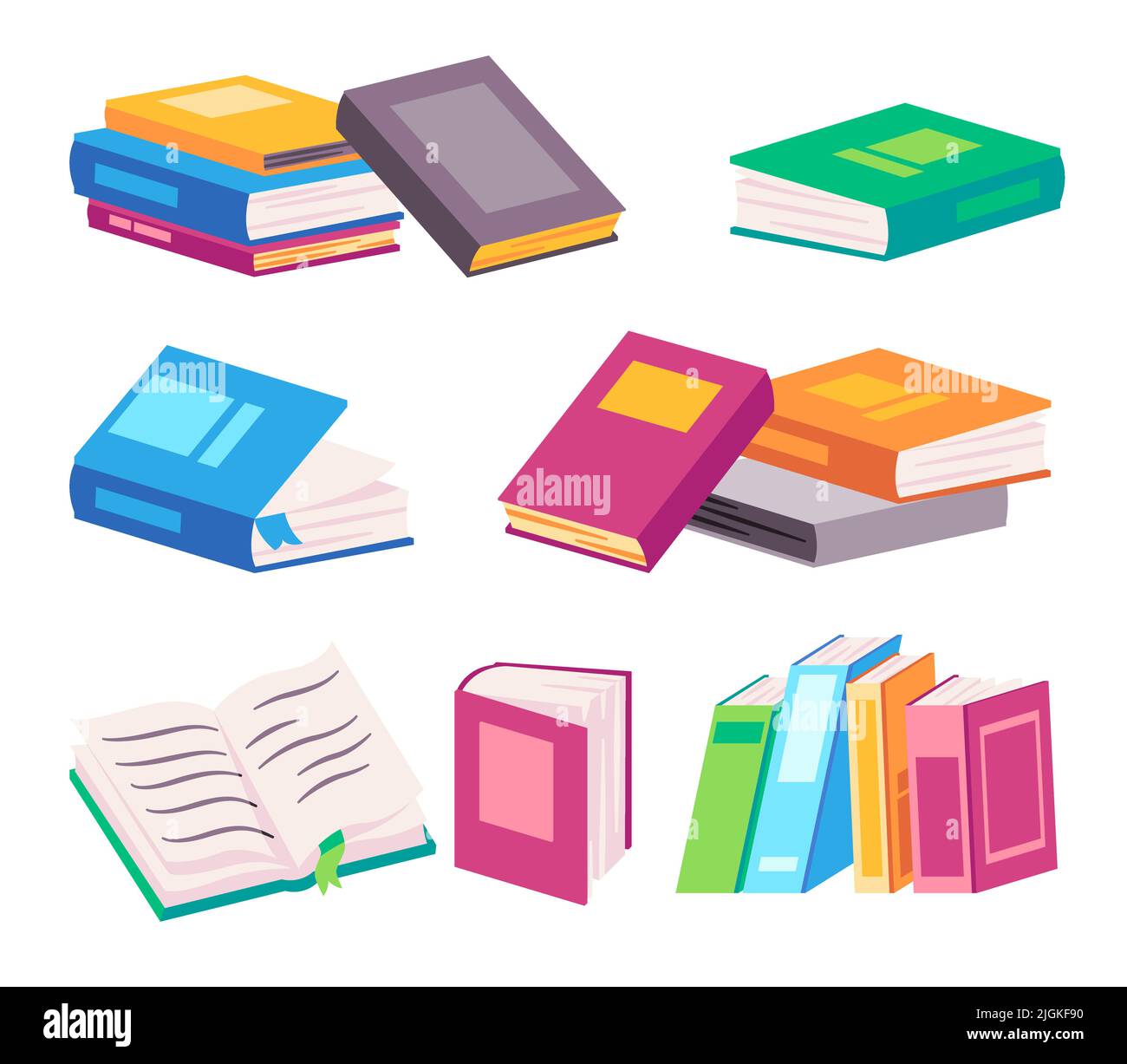 Stack of books contains textbook dictionary in colorfull style some ...