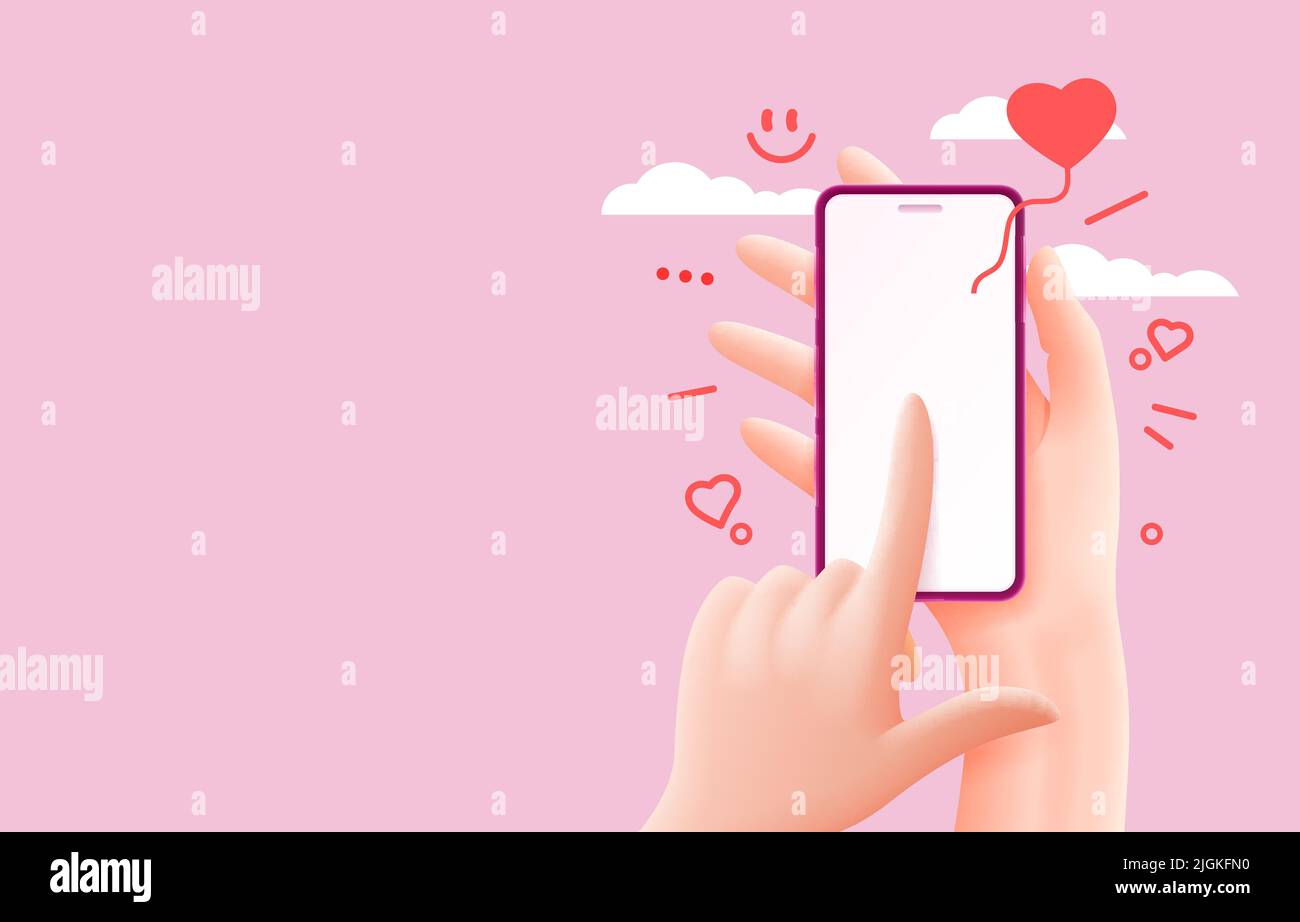 Smart phone like, heart icon message, web banner. Vector illustration ...