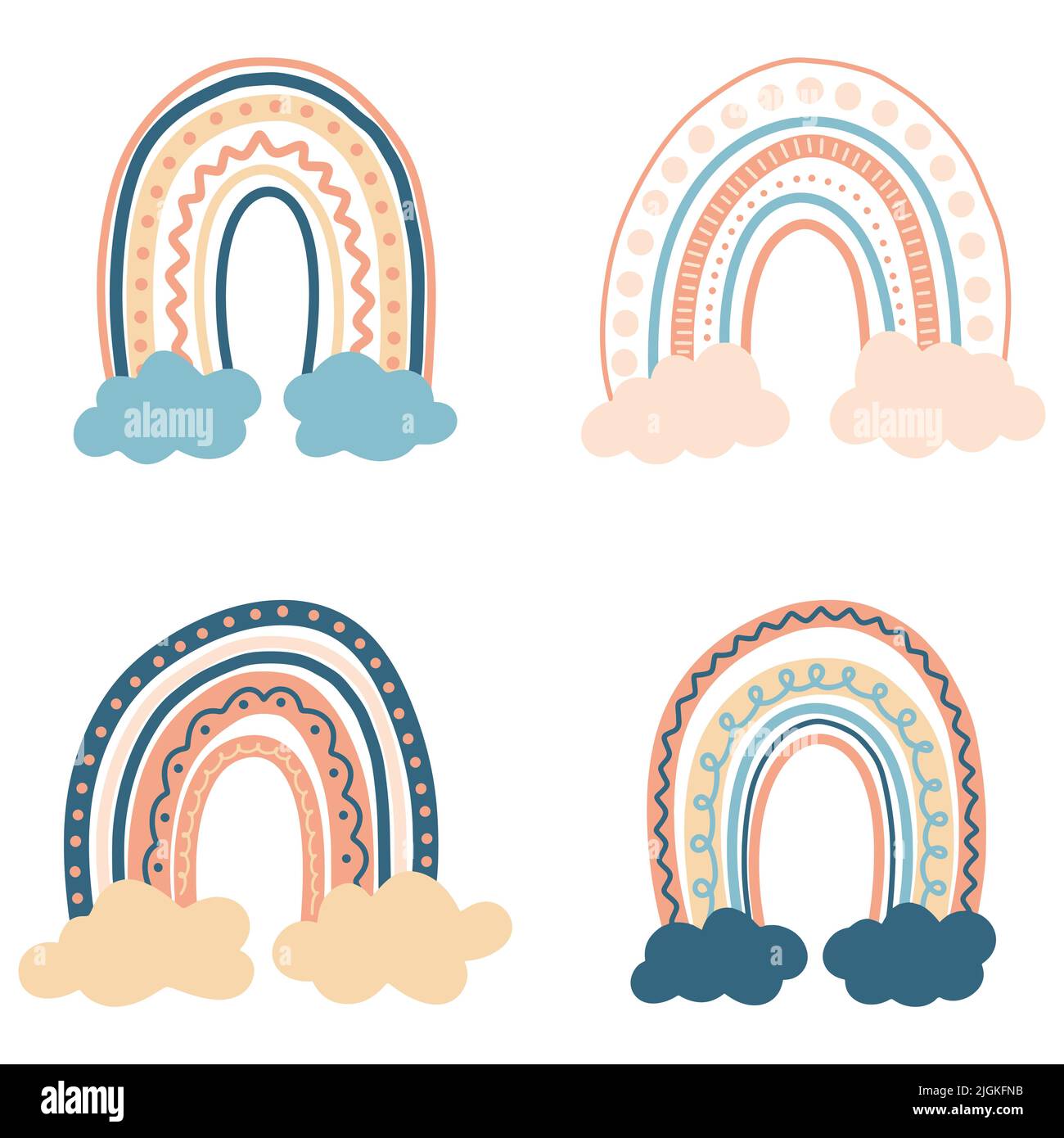 Boho style rainbow for children's room wall decor. Simple doodle vector ...