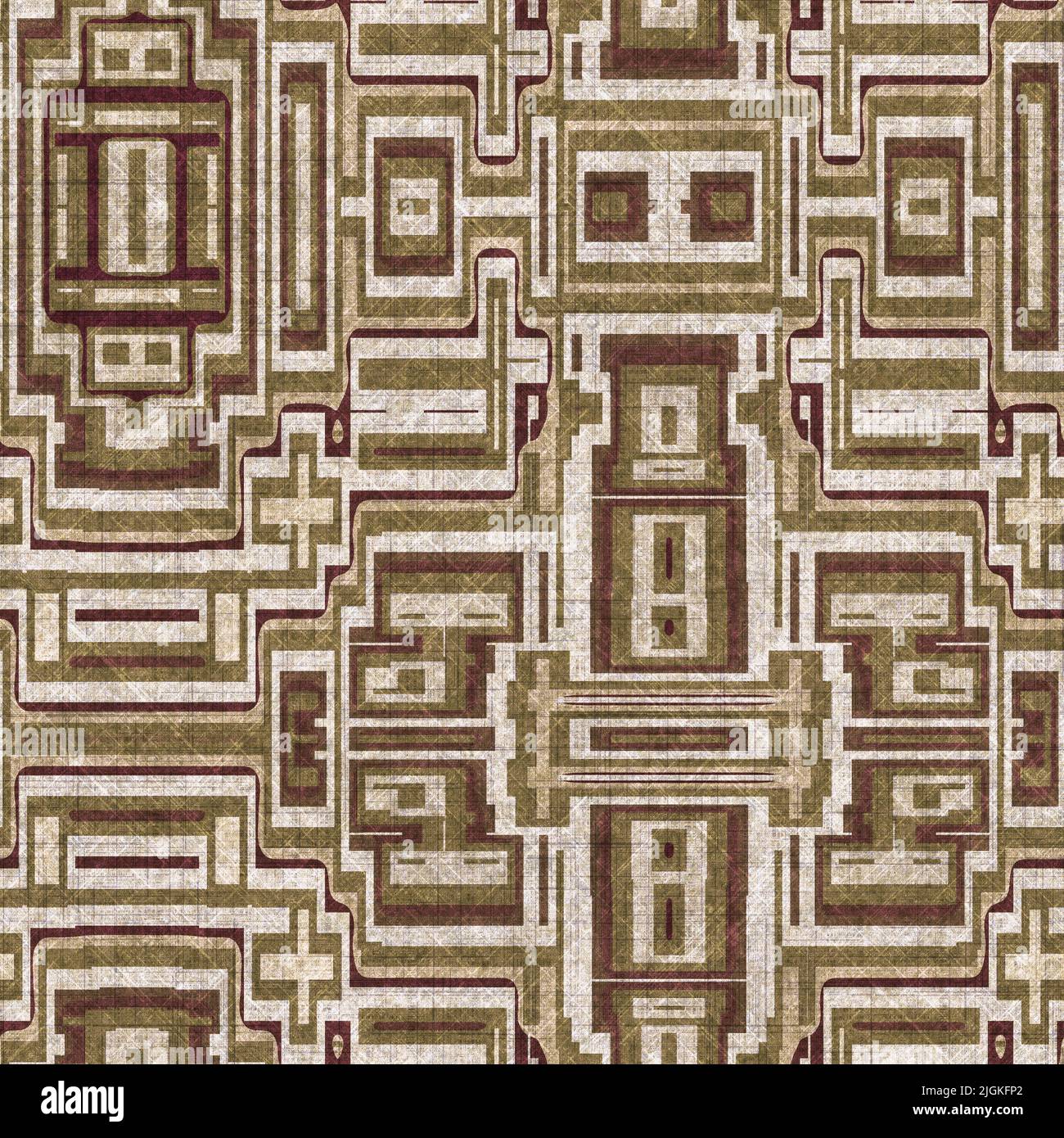 Sepia brown geometric canvas effect seamless texture. Material geo ...