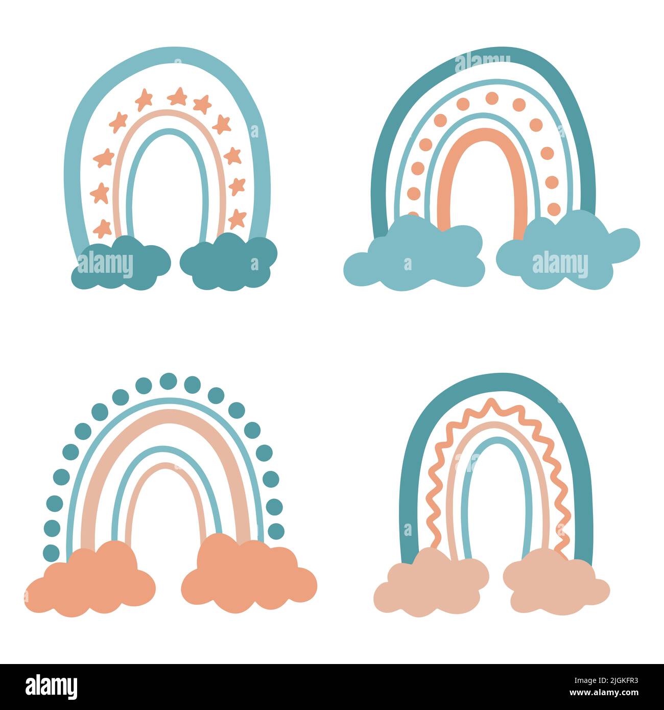 Boho style rainbow for children's room wall decor. Simple doodle vector ...