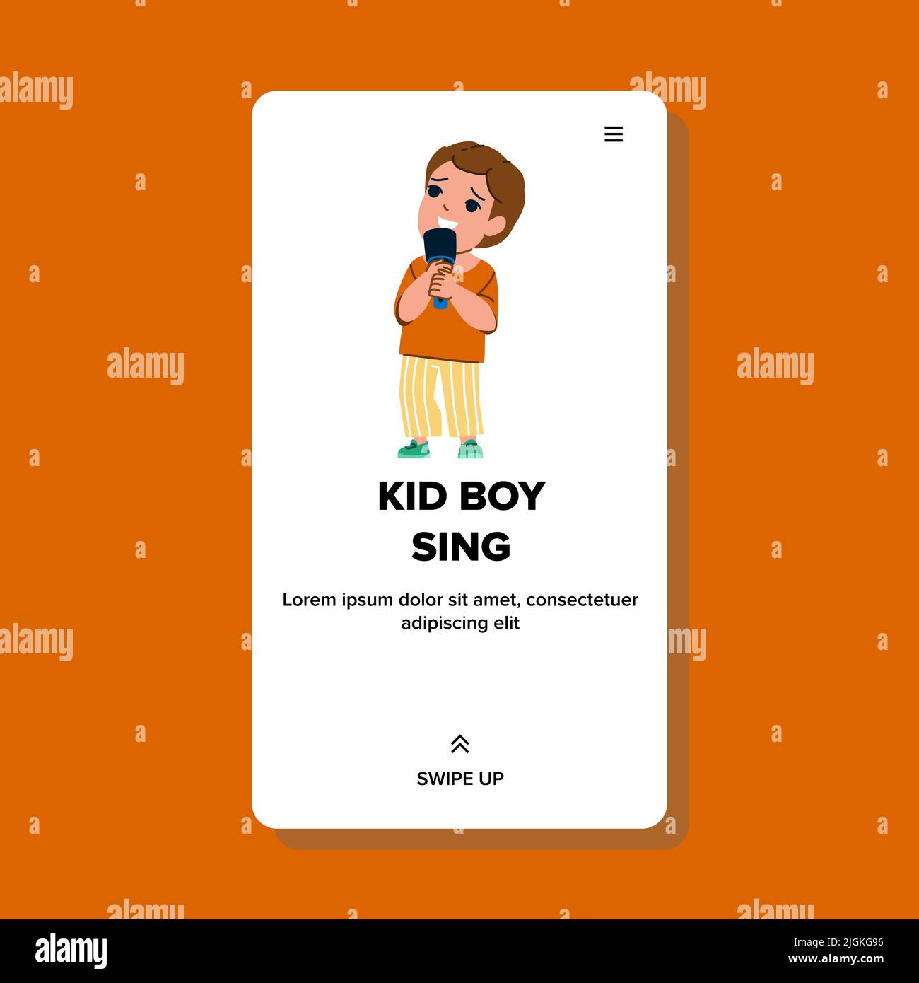 Kid Boy Sing Song Microphone In Karaoke Vector Stock Vector Image & Art ...