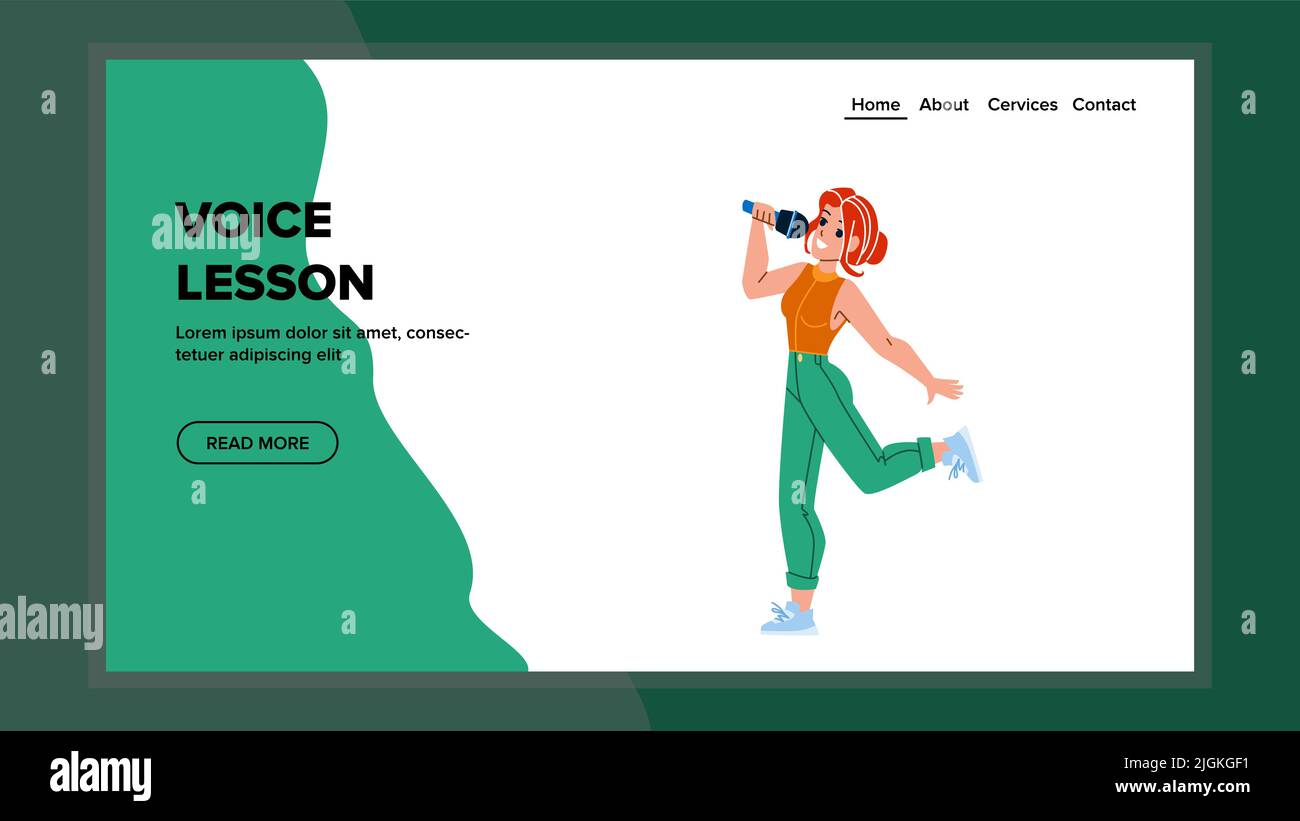 Voice Lesson Studying Young Woman Singer Vector Stock Vector Image ...