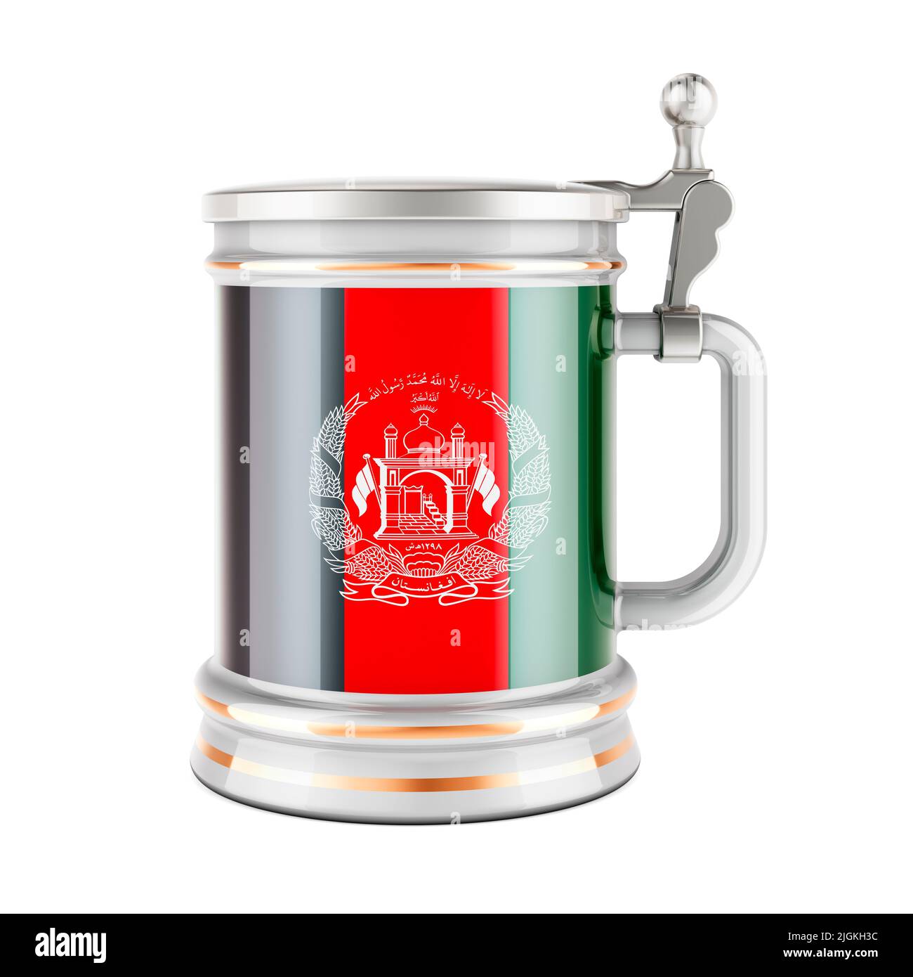 Beer mug with Afghan flag, 3D rendering isolated on white background ...