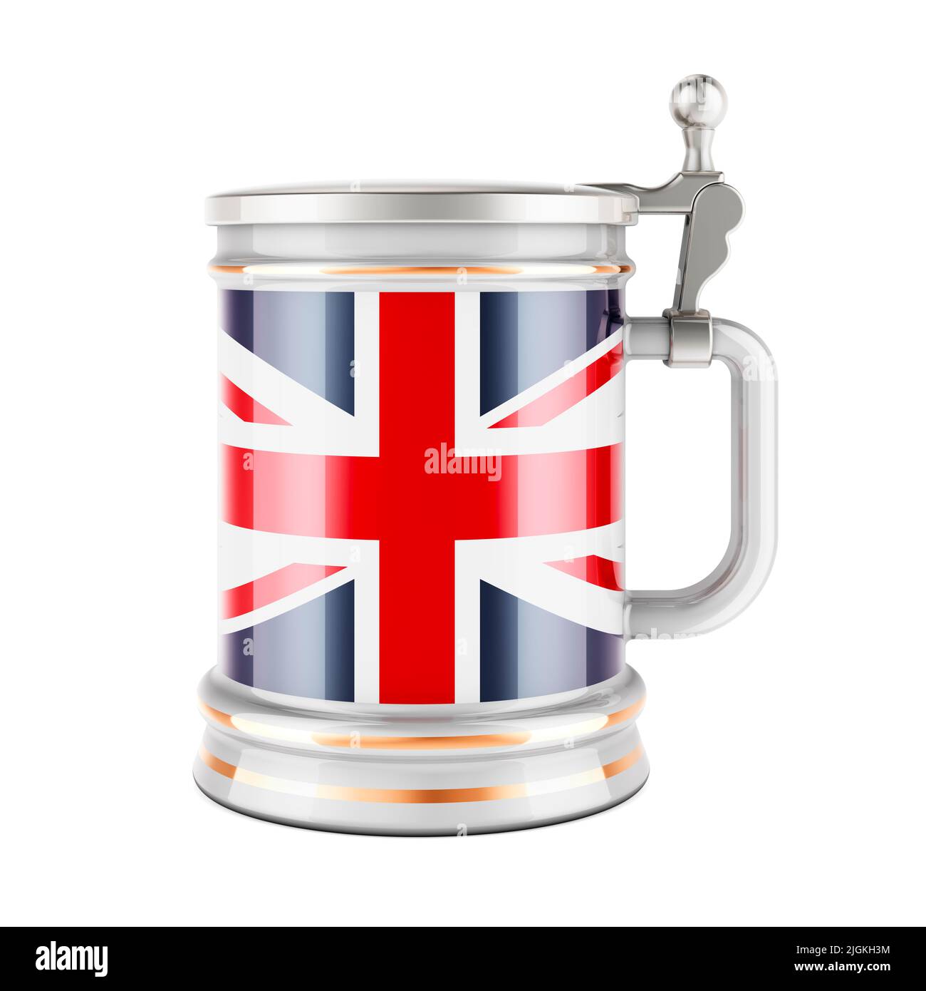 Beer mug with British flag, 3D rendering isolated on white background ...