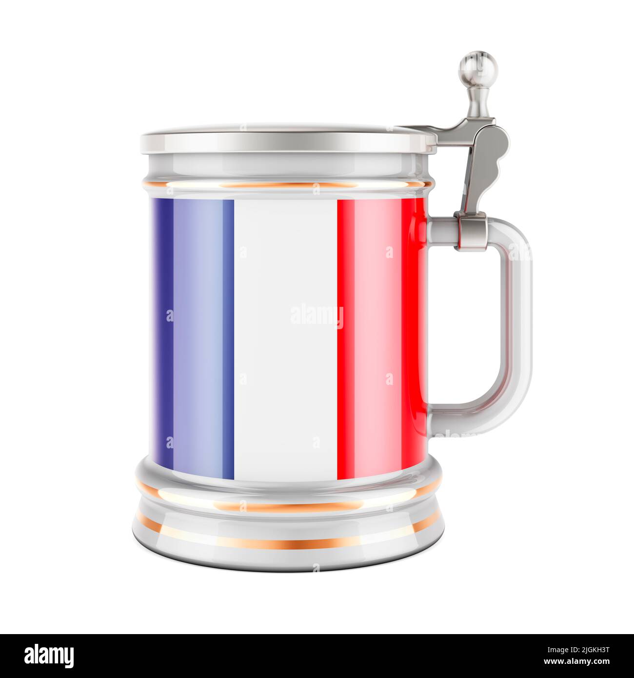 Beer mug with French flag, 3D rendering isolated on white background ...