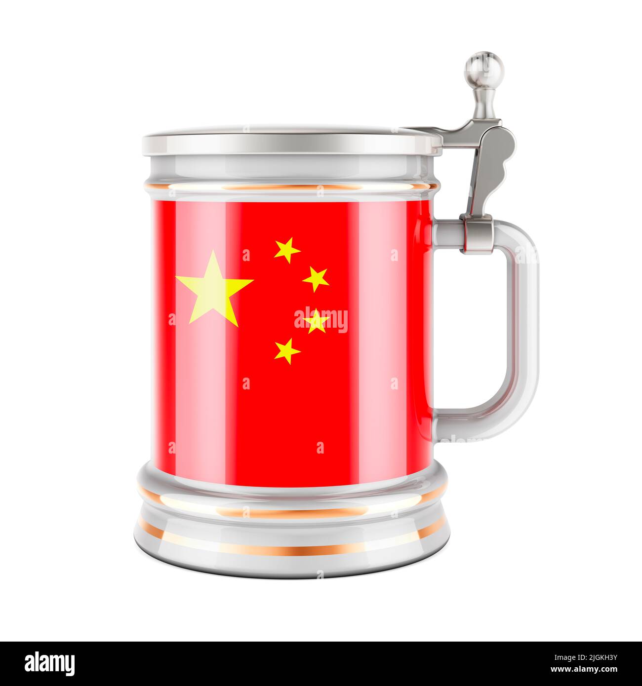 Beer mug with Chinese flag, 3D rendering isolated on white background ...