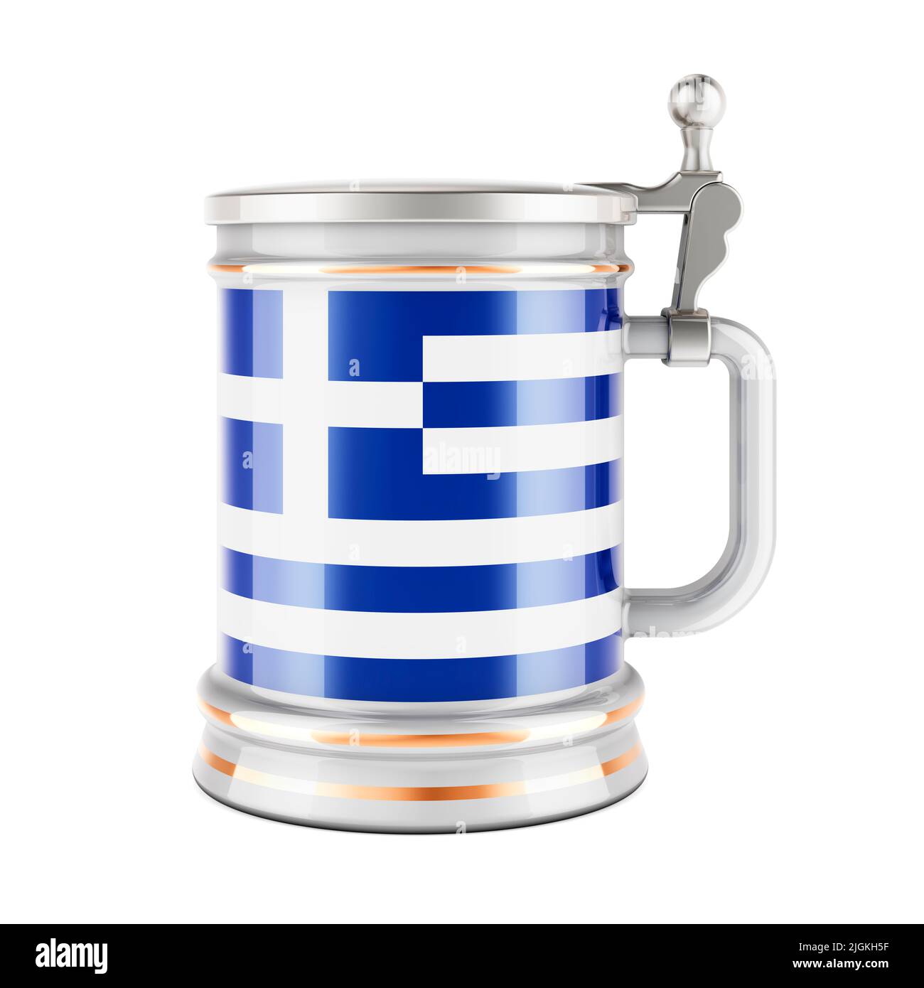 Beer mug with Greek flag, 3D rendering isolated on white background ...