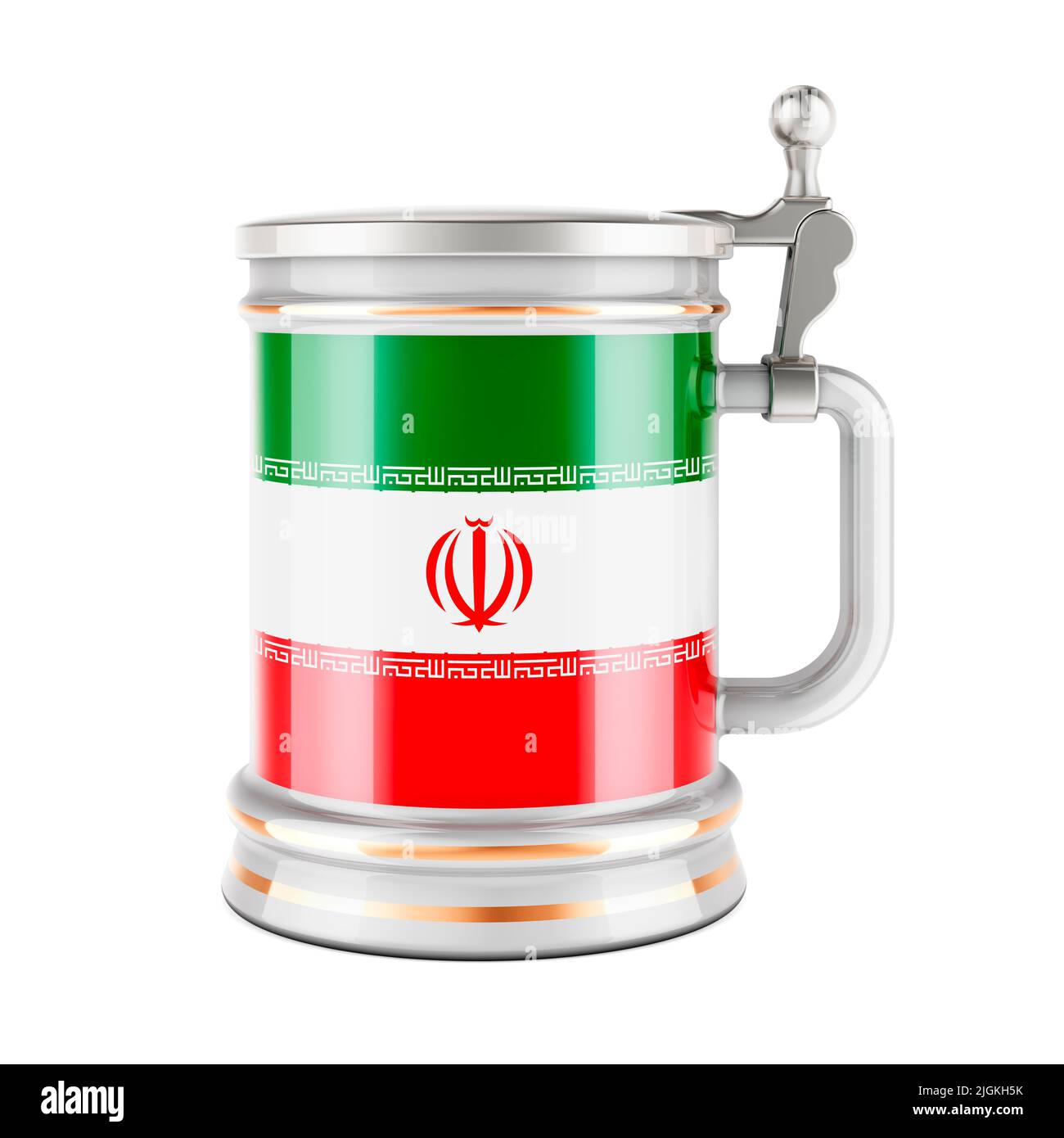Beer mug with Iranian flag, 3D rendering isolated on white background ...