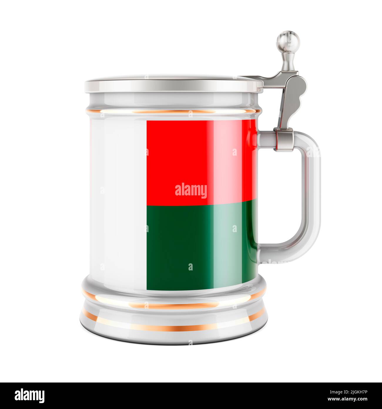 Beer mug with Madagascar flag, 3D rendering isolated on white ...