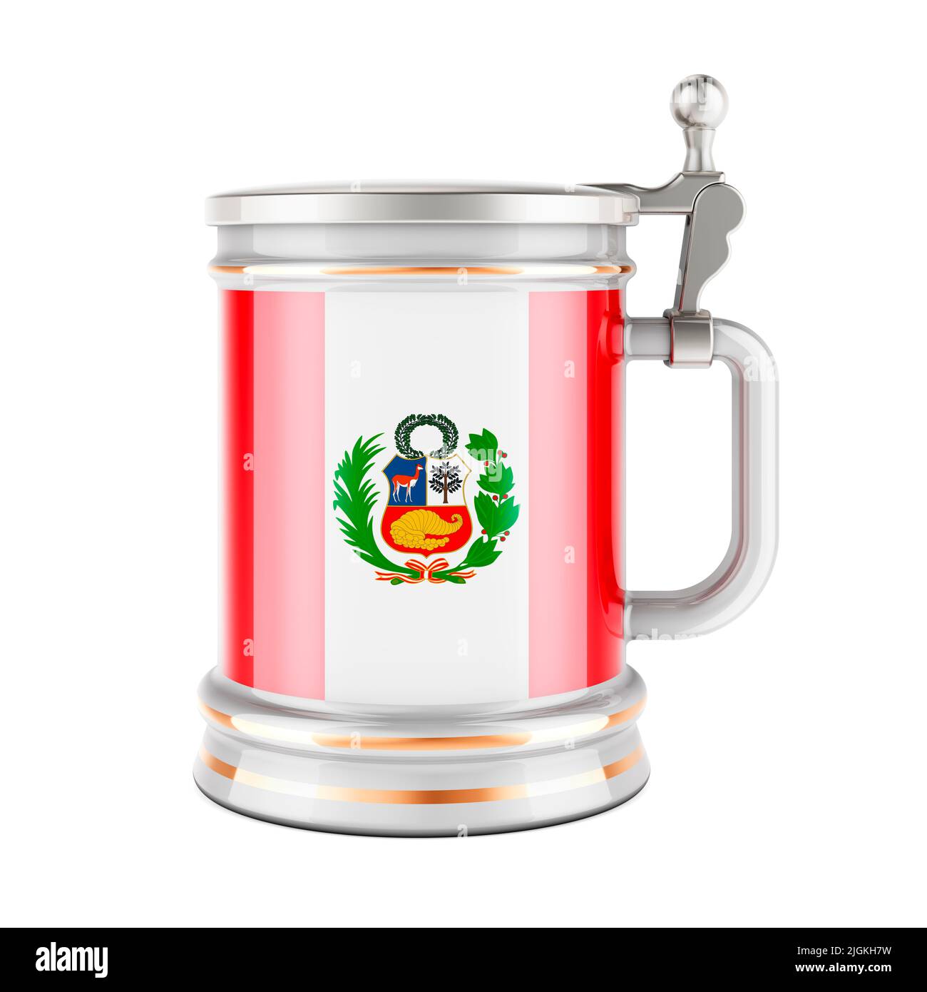 Beer mug with Peruvian flag, 3D rendering isolated on white background ...