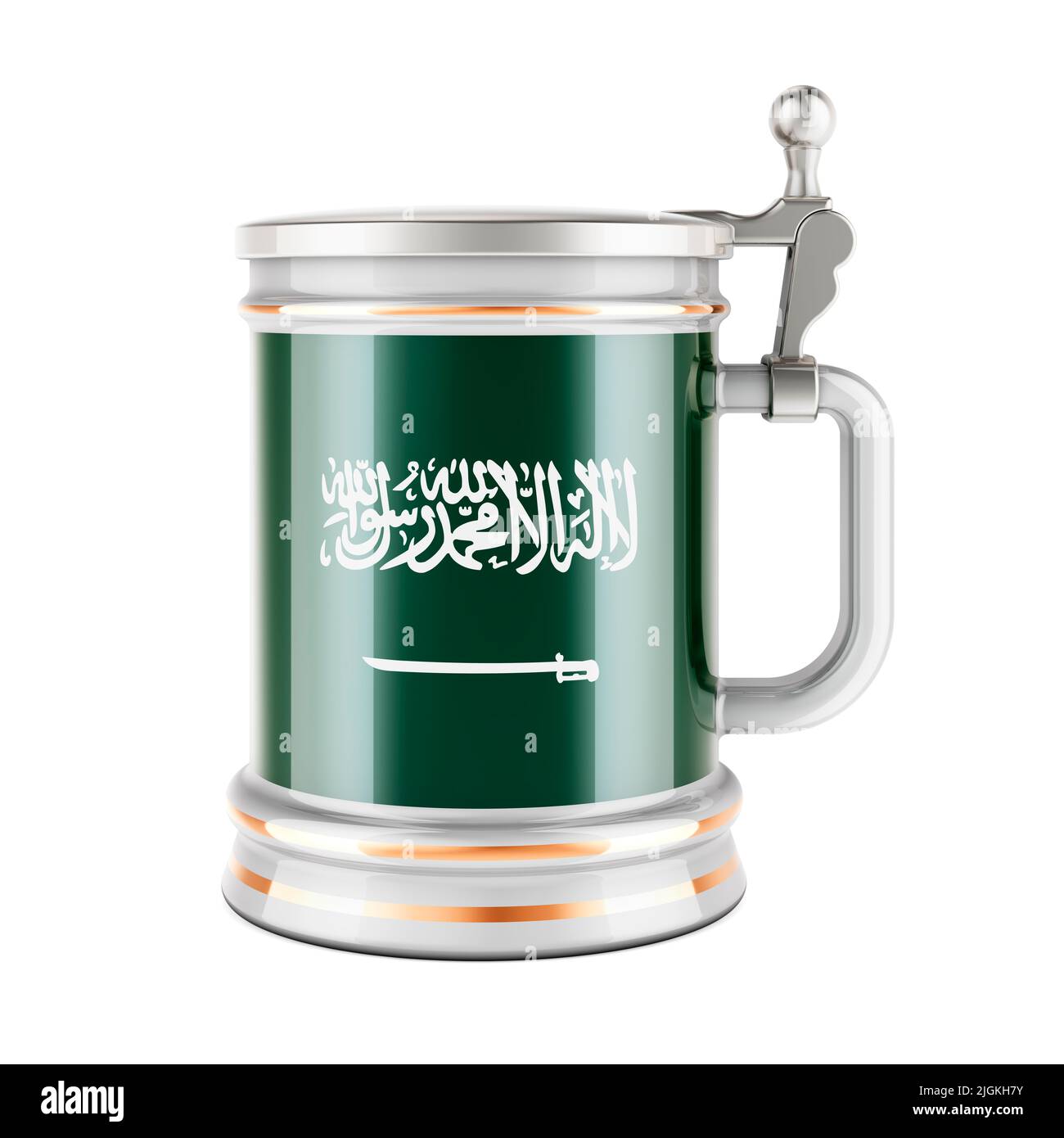 Beer mug with Saudi Arabian flag, 3D rendering isolated on white ...