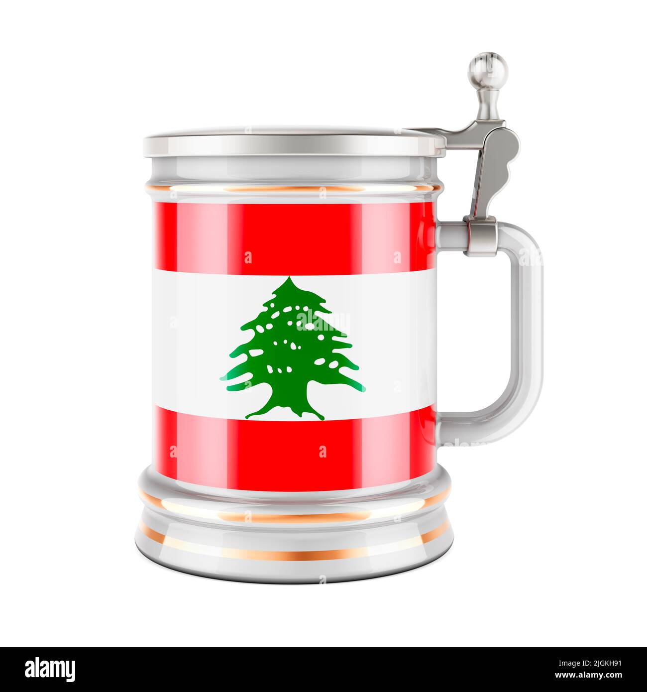 Beer mug with Lebanese flag, 3D rendering isolated on white background ...