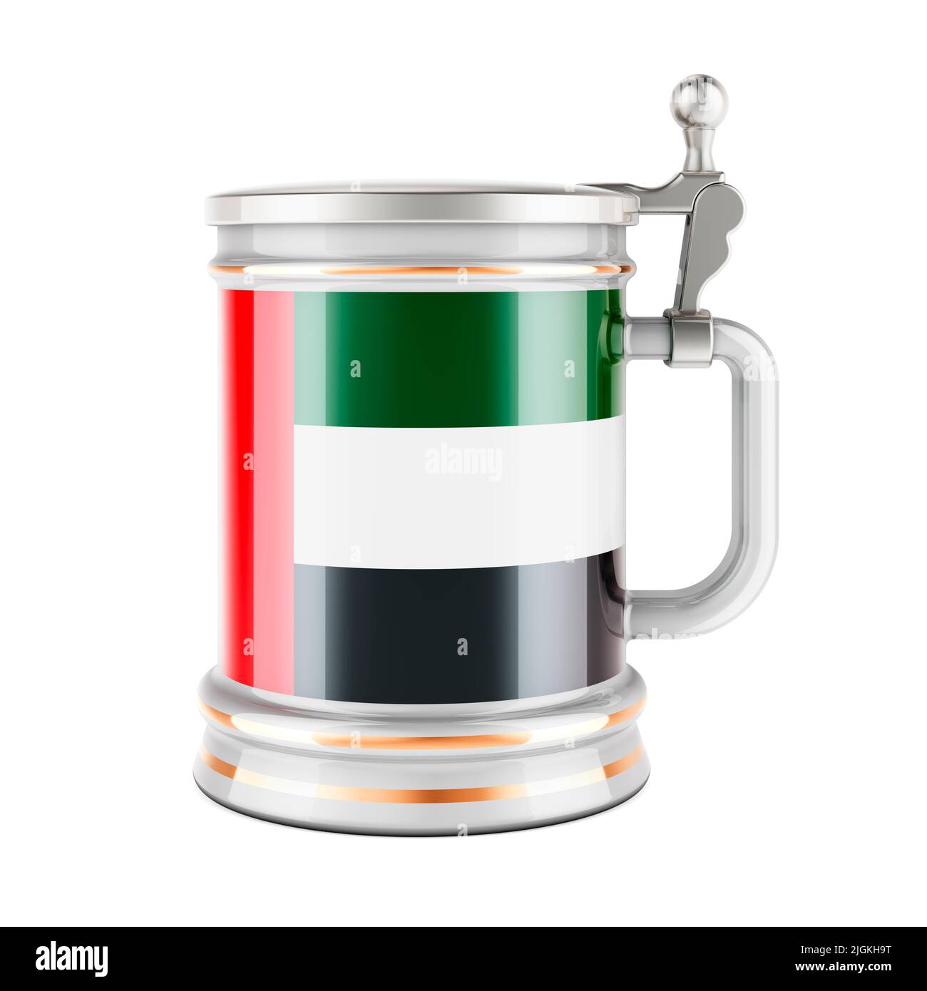 Beer mug with the United Arab Emirates flag, 3D rendering isolated on ...
