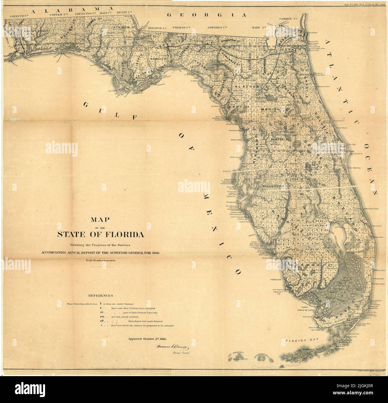 1860 florida map hi-res stock photography and images - Alamy