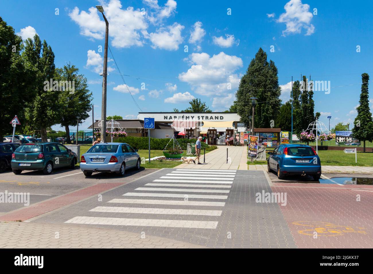 Entrance of Napfeny Strand (Sunshine Beach), Balatonlelle, near Lake ...