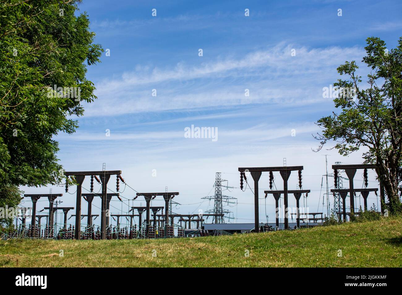 Pylons at the Bradford West National Grid substation appear to march ...