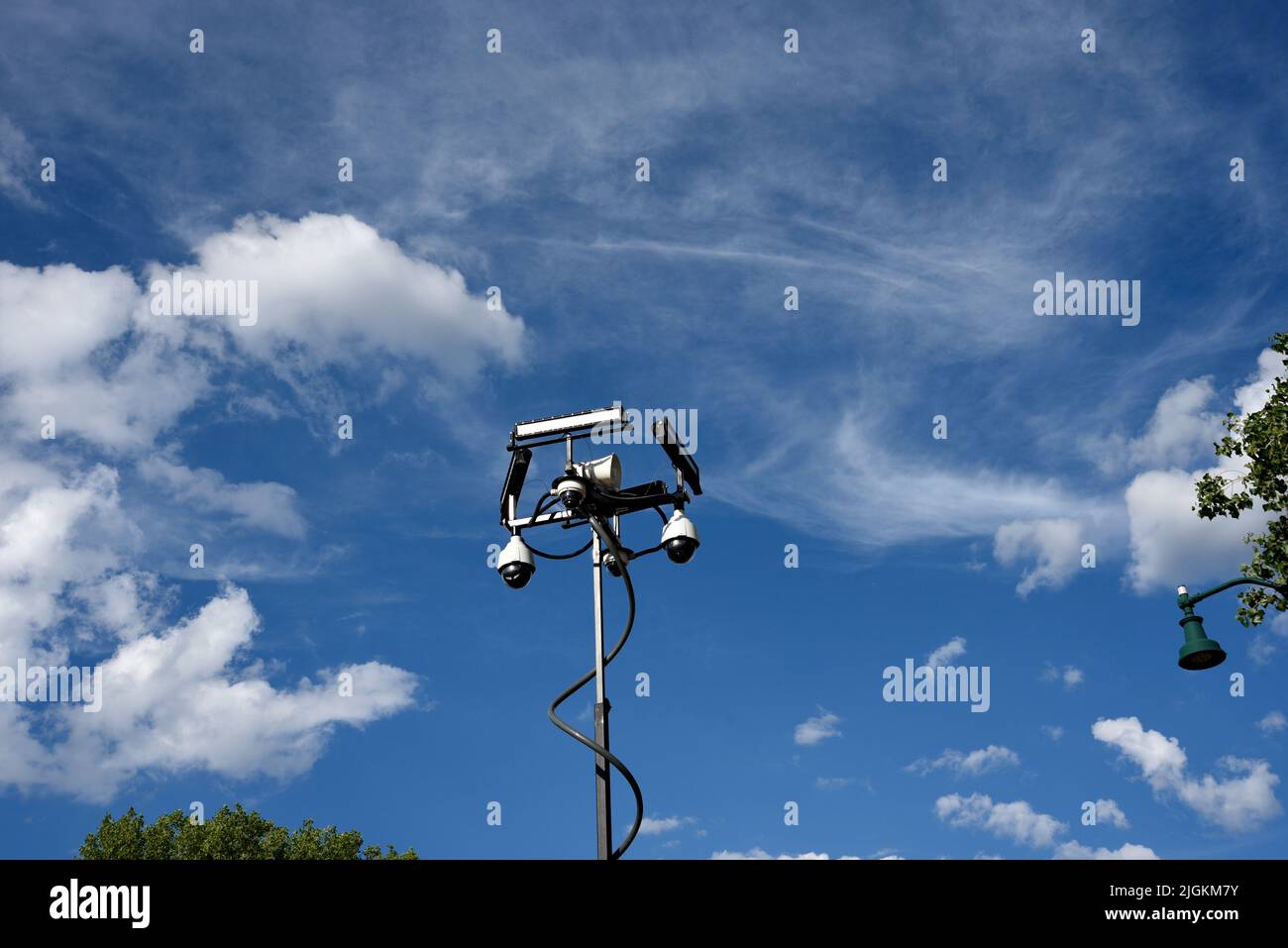 Portable security and surveillance cameras set up by the Santa Fe, New ...
