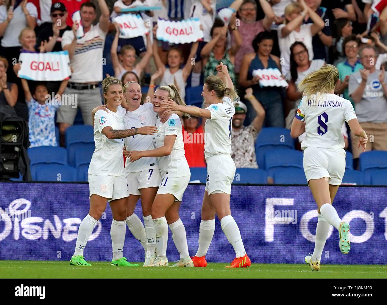 England’s Beth Mead celebrates scoring her sides forth goal during the ...