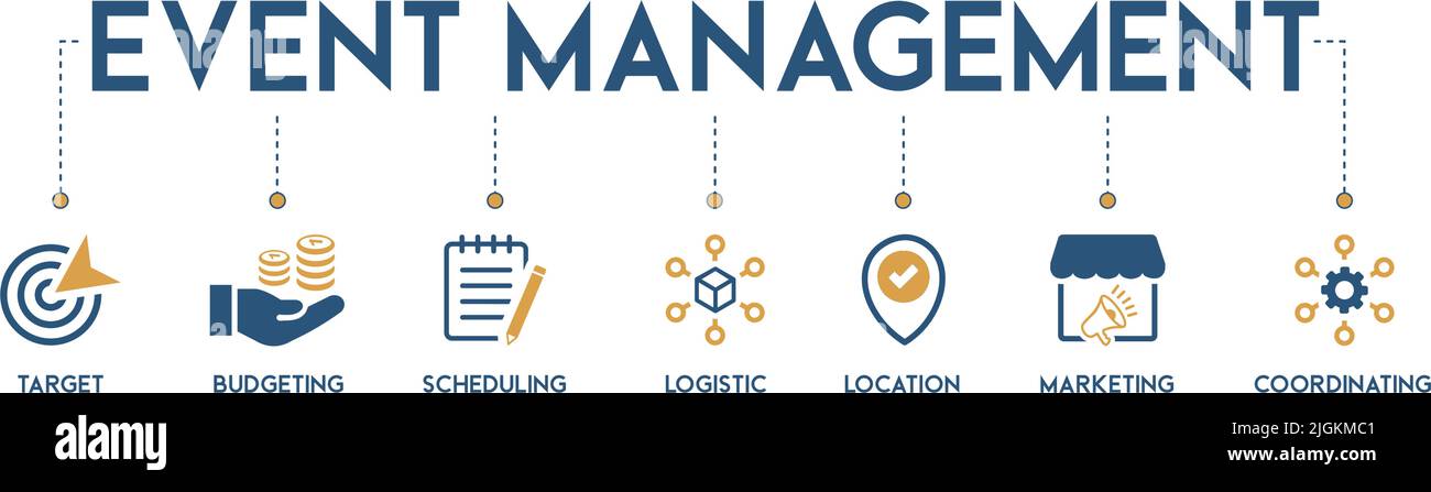 Event management banner web icon vector illustration concept with icon ...