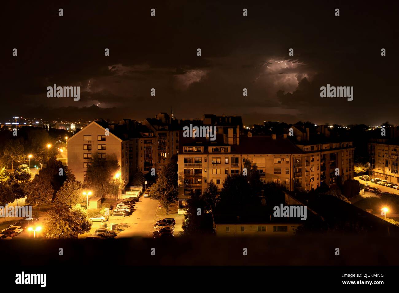Zagreb, Croatia-June 5th, 2022: Storm clouds with thunder and lightning ...