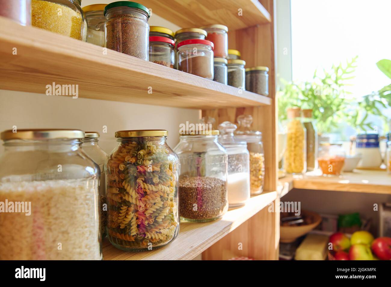 Storage of food in the kitchen in pantry Stock Photo - Alamy