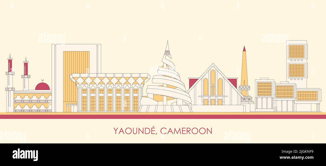 Cartoon Skyline panorama of city of Yaoundе, Cameroon - vector ...