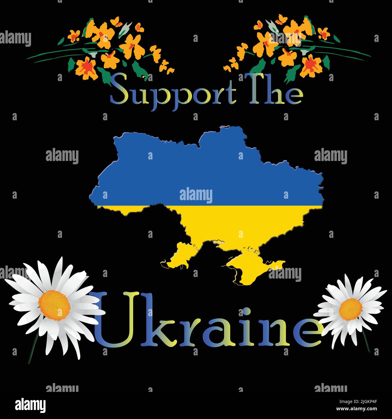 Support The Ukraine Map Blue Yellow Stock Vector Image & Art - Alamy