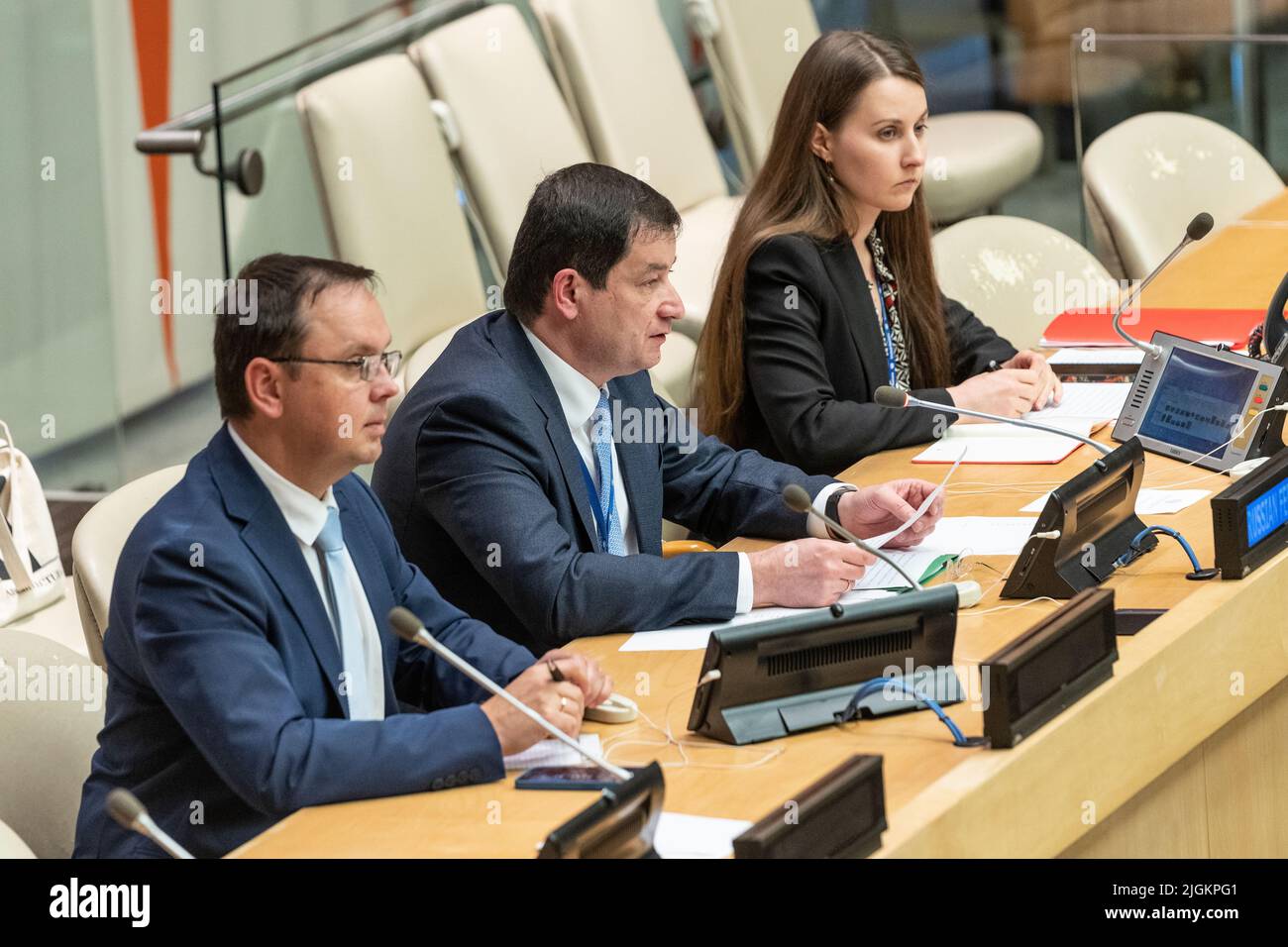 New York, NY - July 11, 2022: Ambassador Dmitry Polyanskiy presides ...