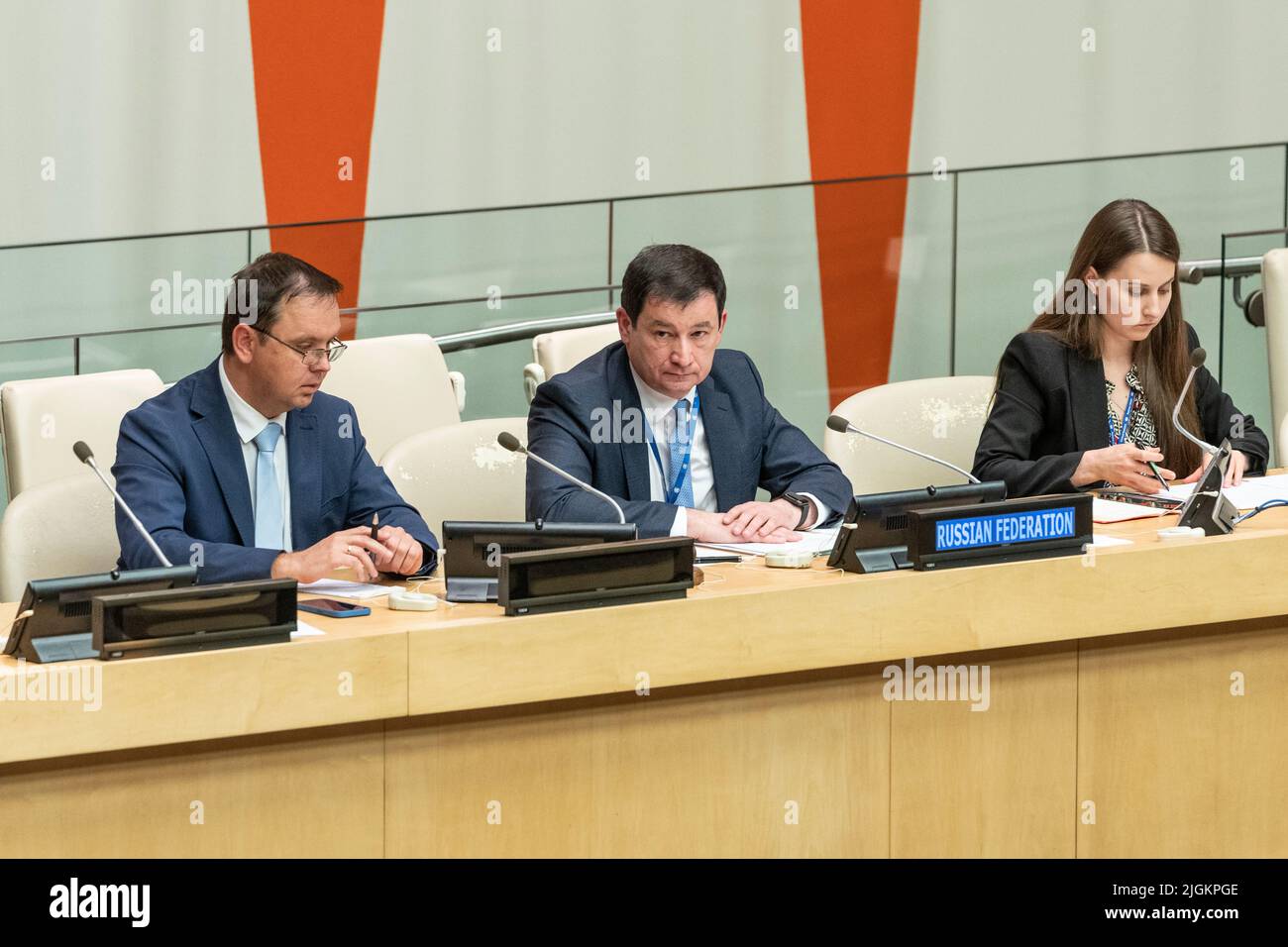 New York, NY - July 11, 2022: Ambassador Dmitry Polyanskiy presides ...