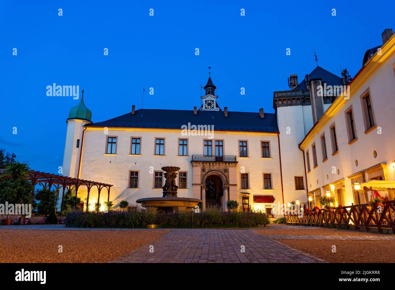 Courtyard in Neo-Renaissance castle Zbiroh, Czech Republic Stock Photo ...