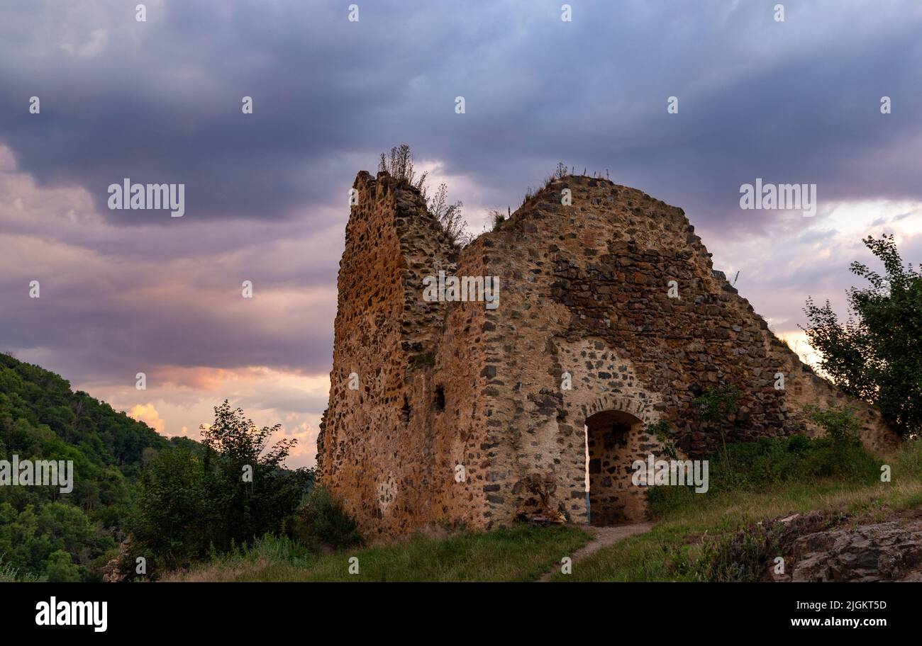 Ruins of a medieval fortress Tyrov. Central Bohemian region. Czechia ...