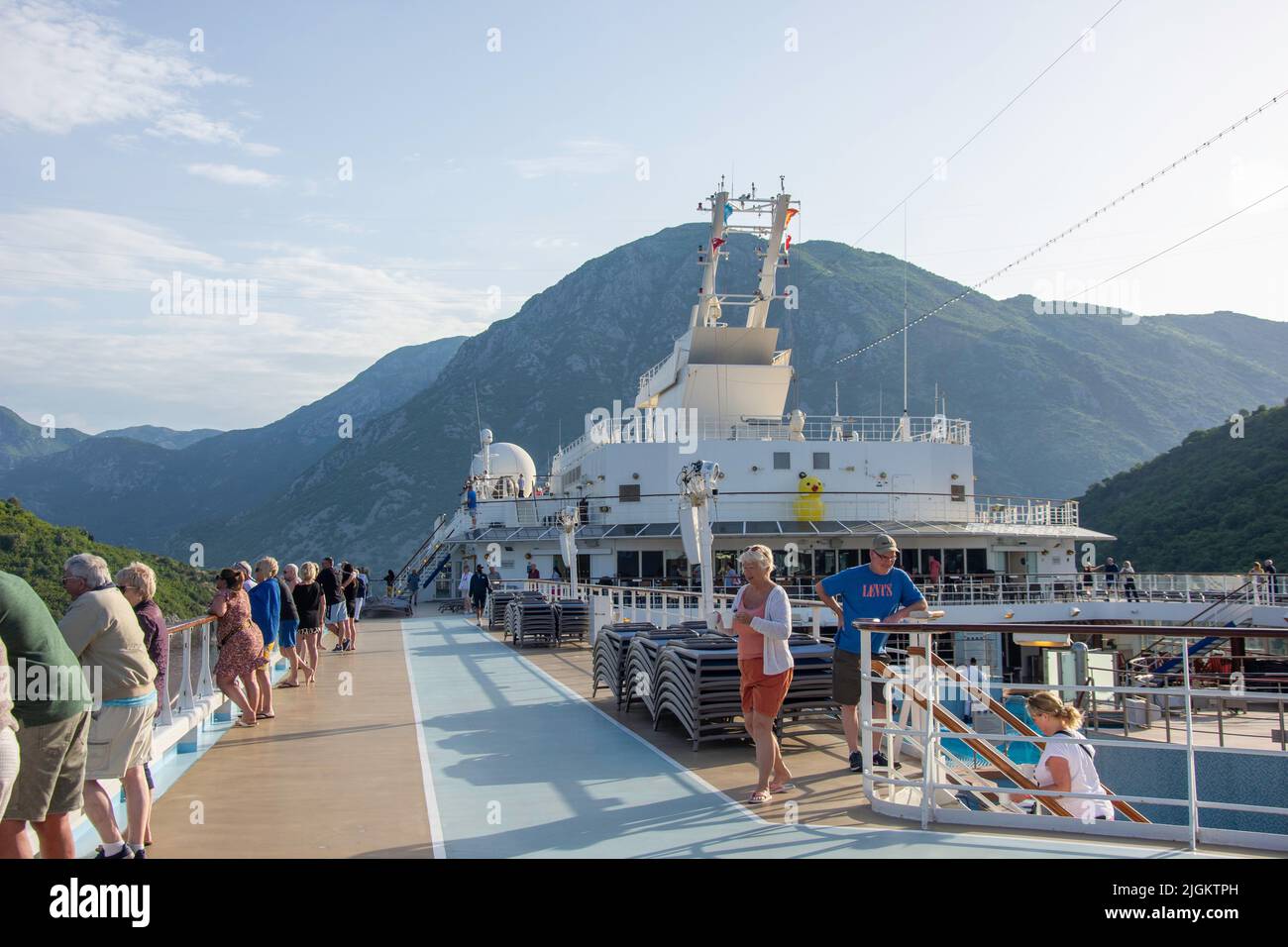Passengers aboard Marella Explorer II cruise ship, Bay of Kotor (Boka ...