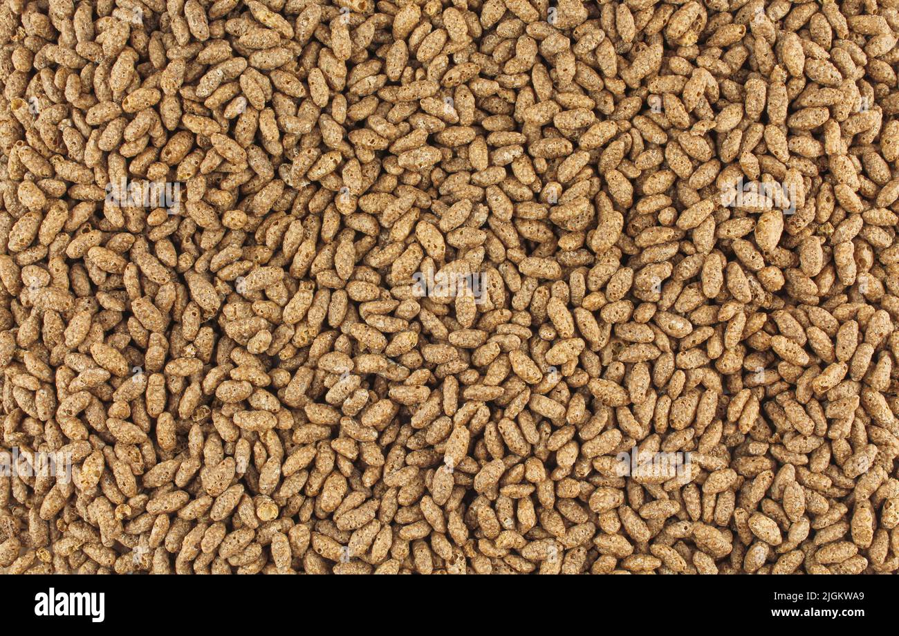 Rice shaped chocolate cereals full frame.Crispy choco puffs Stock Photo ...