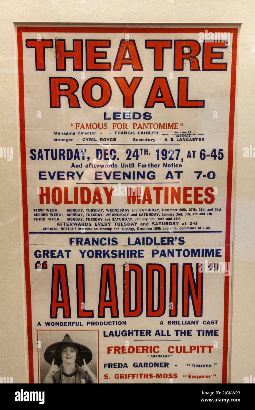 Poster for the performance of the Pantomime Aladdin at the Theatre ...