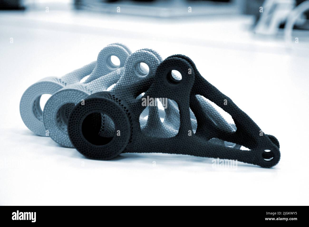 Models printed on 3D printer isolated on white background. Objects ...