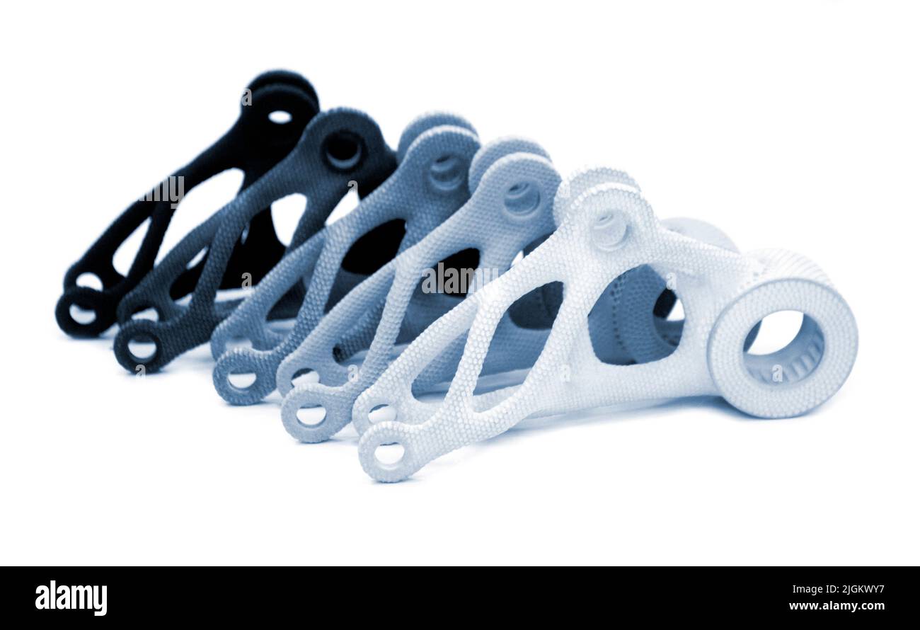 Models printed on 3D printer isolated on white background. Objects ...