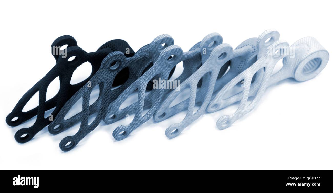 Models printed on 3D printer isolated on white background. Objects ...