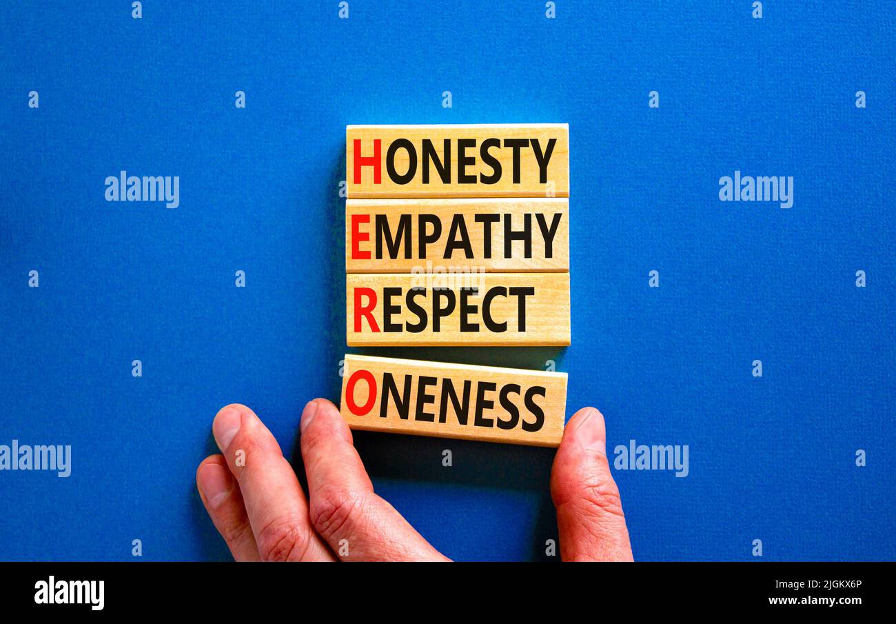 HERO honesty empathy respect oneness symbol. Concept words HERO honesty ...