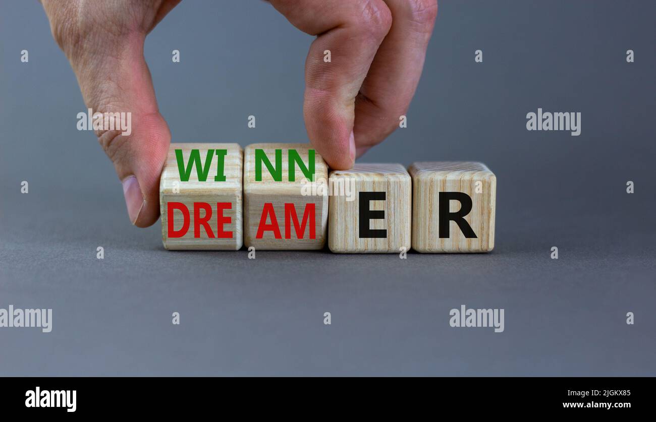Winner or dreamer symbol. Concept words Winner or dreamer on wooden ...